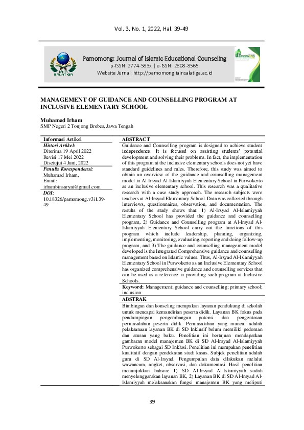 (PDF) Management of Guidance and Counselling Program at Inclusive ...
