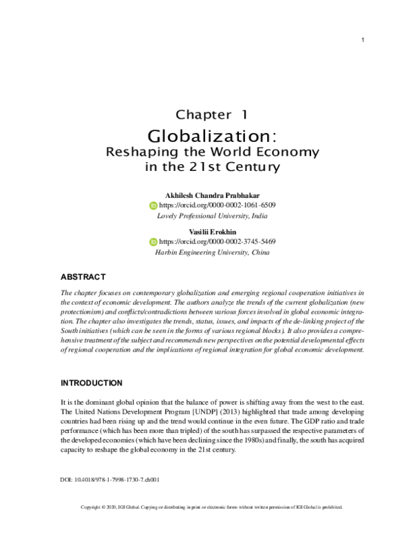 (PDF) Globalization: Reshaping the World Economy in the 21st Century