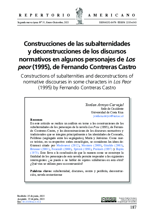 (PDF) Construcciones de las subalternidades y deconstrucciones de los ...