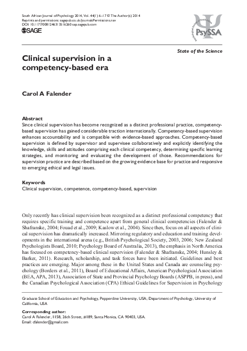 (PDF) Clinical supervision in a competency-based era