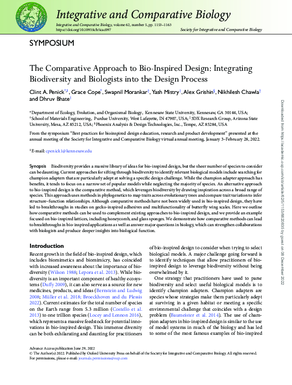 (PDF) The Comparative Approach to Bio-Inspired Design: Integrating ...