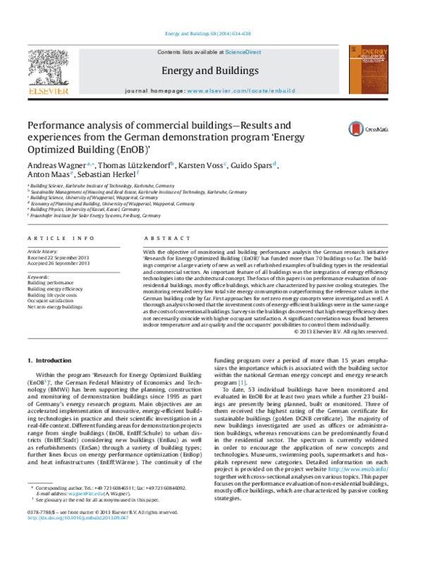 (PDF) Performance analysis of commercial buildings—Results and experiences from the German ...
