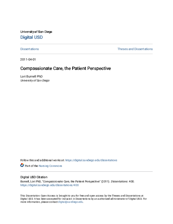 (PDF) Compassionate Care, the Patient Perspective