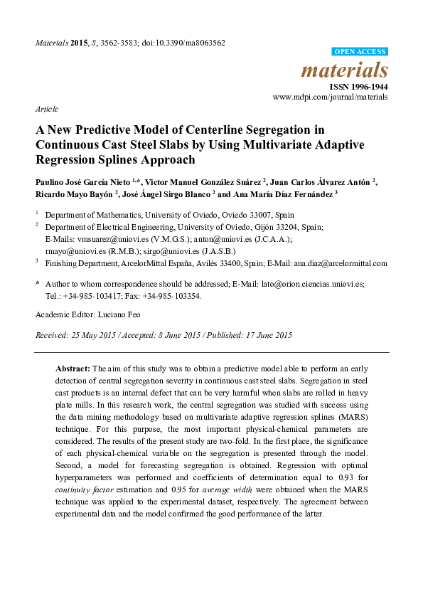 (PDF) A New Predictive Model of Centerline Segregation in Continuous Cast Steel Slabs by Using ...