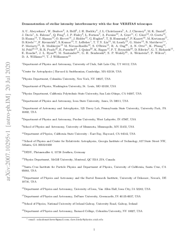 (PDF) Demonstration of stellar intensity interferometry with the four VERITAS telescopes