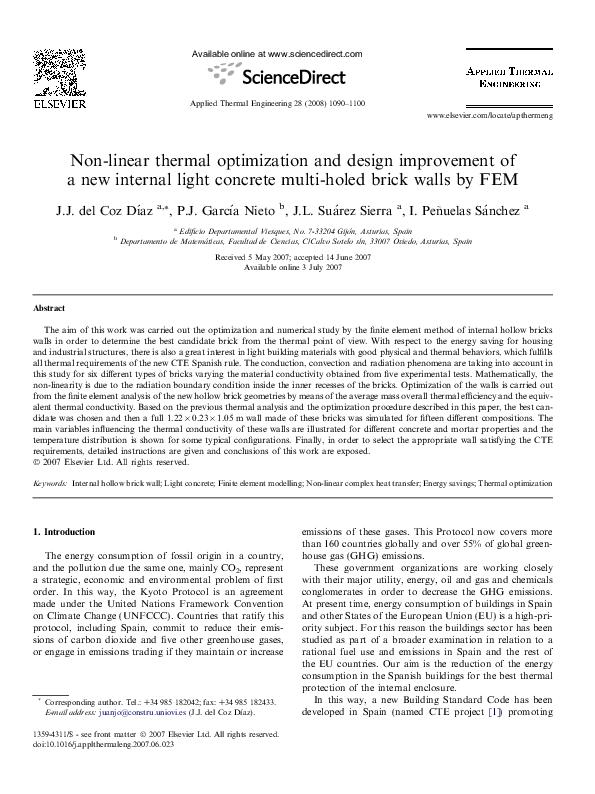 (PDF) Non-linear thermal optimization and design improvement of a new ...