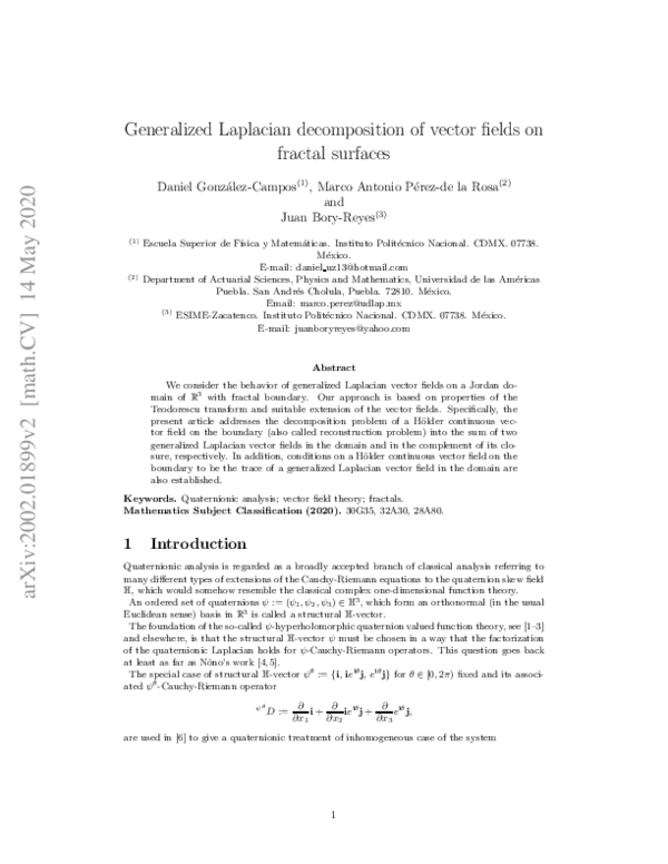 (PDF) Generalized Laplacian decomposition of vector fields on fractal surfaces