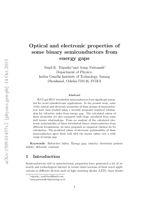 (PDF) Optical and electronic properties of some semiconductors from ...