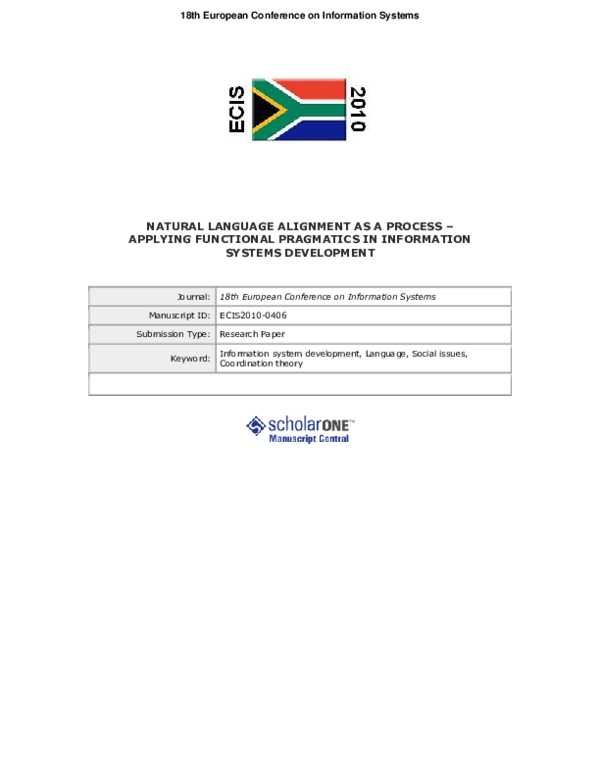(PDF) Natural Language Alignment As a Process – Applying Functional ...