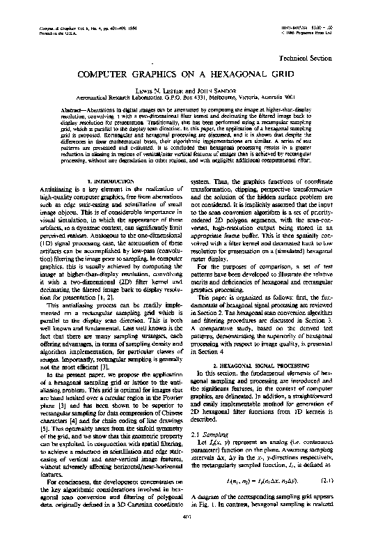 (PDF) Computer graphics on a hexagonal grid