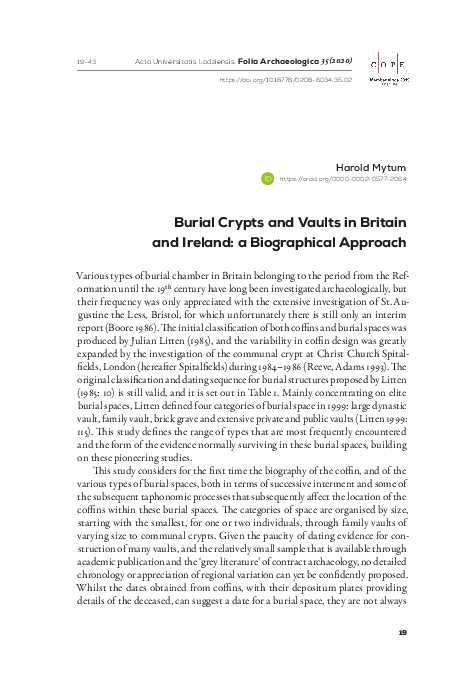(PDF) Burial Crypts and Vaults in Britain and Ireland: a Biographical ...