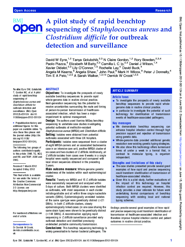 (PDF) A pilot study of rapid benchtop sequencing of Staphylococcus ...