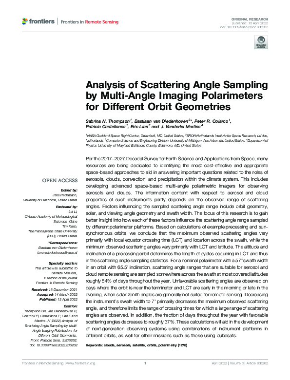 (PDF) Analysis of Scattering Angle Sampling by Multi-Angle Imaging ...