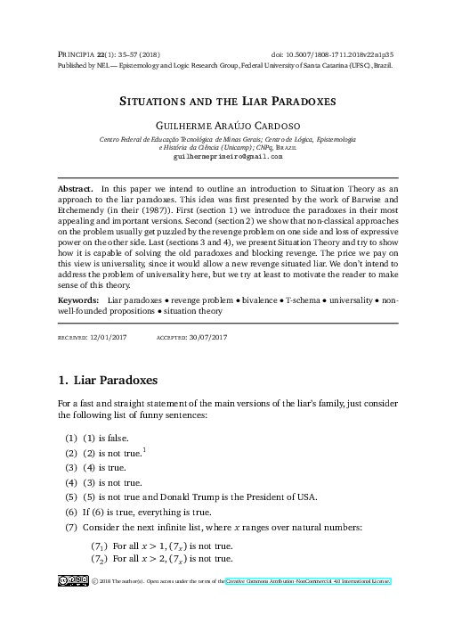 (PDF) Situations and the Liar Paradoxes