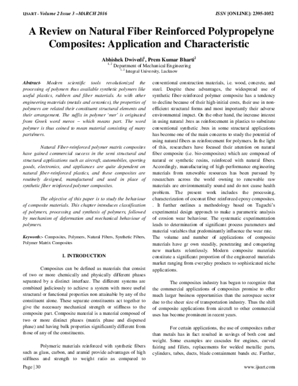 (PDF) A Review on Natural Fiber Reinforced Polypropelyne Composites ...