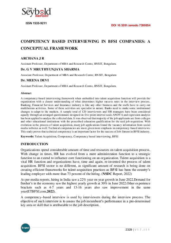 (PDF) Competency Based Interviewing in Bfsi Companies: A Conceptual ...