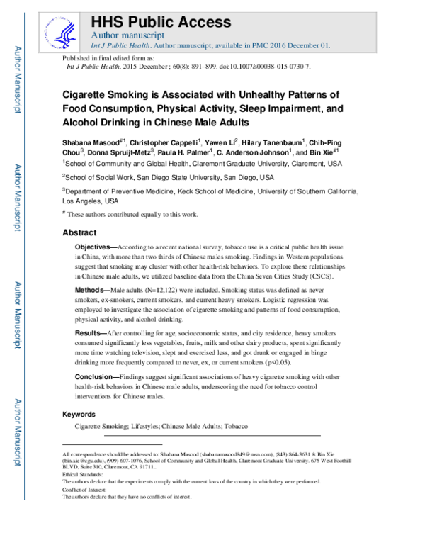 (PDF) Cigarette smoking is associated with unhealthy patterns of food ...