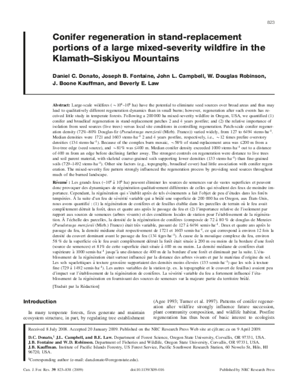 (PDF) Donato.etal2009_CJFR.. - Monica Turner's Landscape | Daniel ...