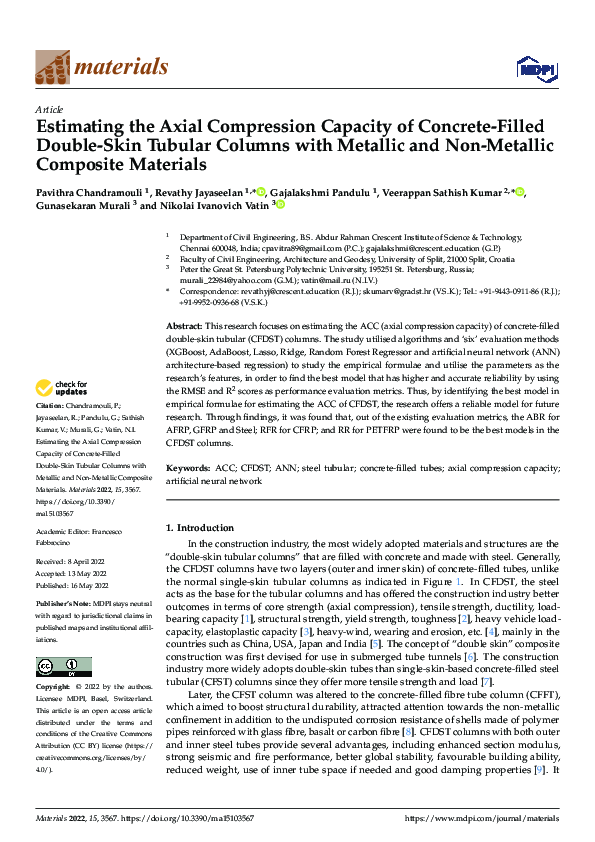 (PDF) Estimating the Axial Compression Capacity of Concrete-Filled Double-Skin Tubular Columns ...