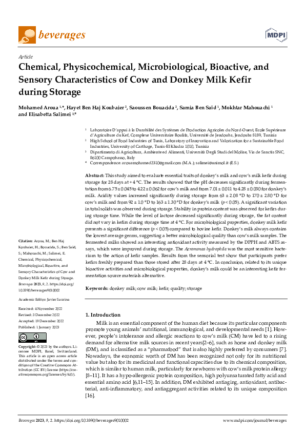(PDF) Chemical, Physicochemical, Microbiological, Bioactive, and Sensory Characteristics of Cow ...