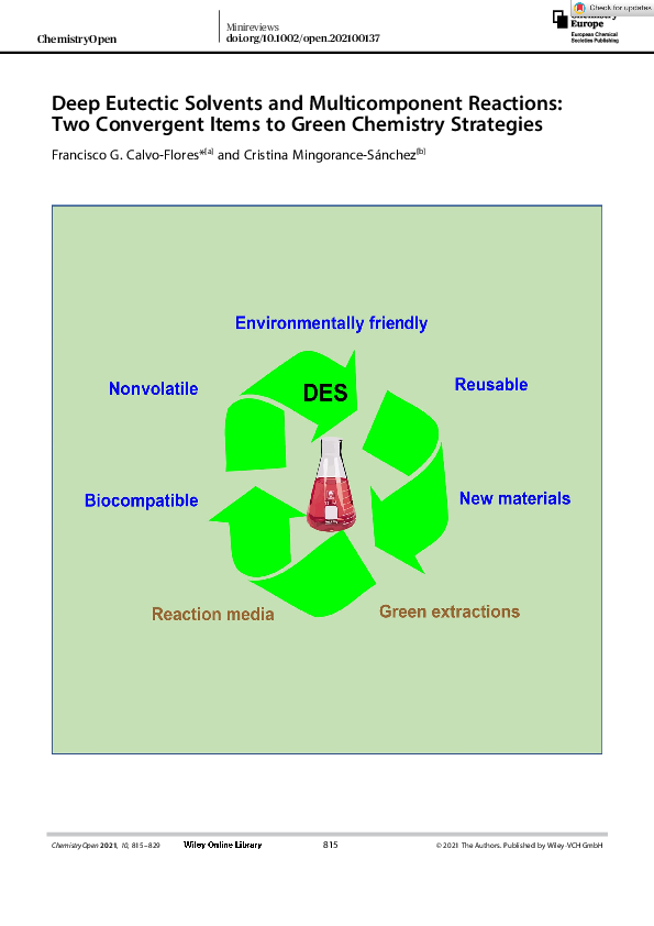 (PDF) Deep Eutectic Solvents and Multicomponent Reactions: Two ...