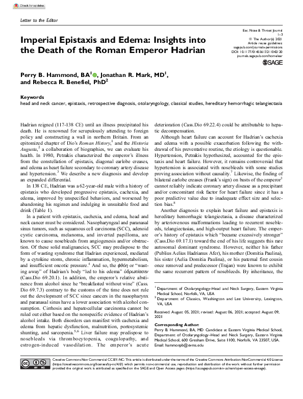 (PDF) Imperial epistaxis and edema: Insights into the death of the ...
