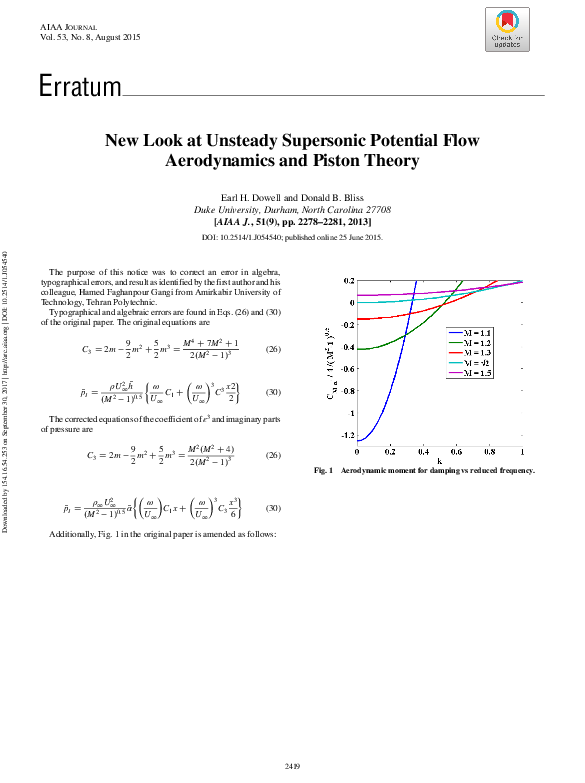 (PDF) New Look at Unsteady Supersonic Potential Flow Aerodynamics and ...