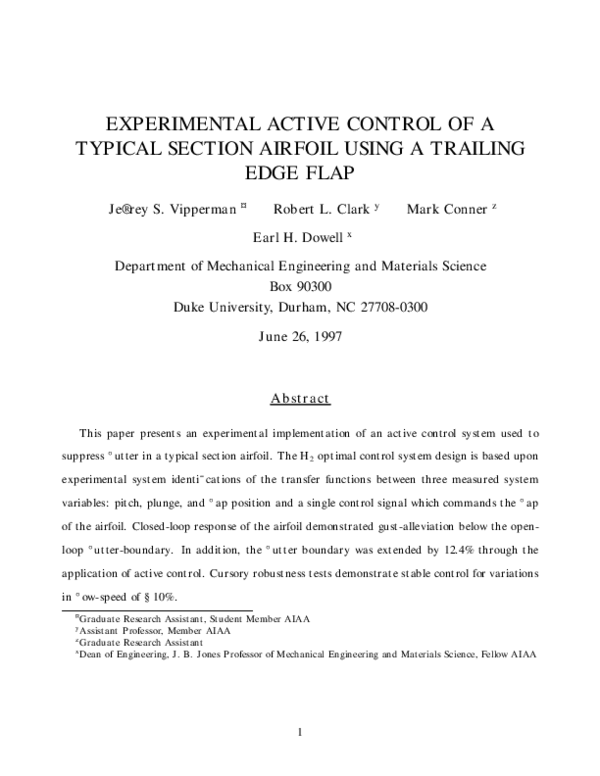 (PDF) Investigation of the experimental active control of a typical section airfoil using a ...