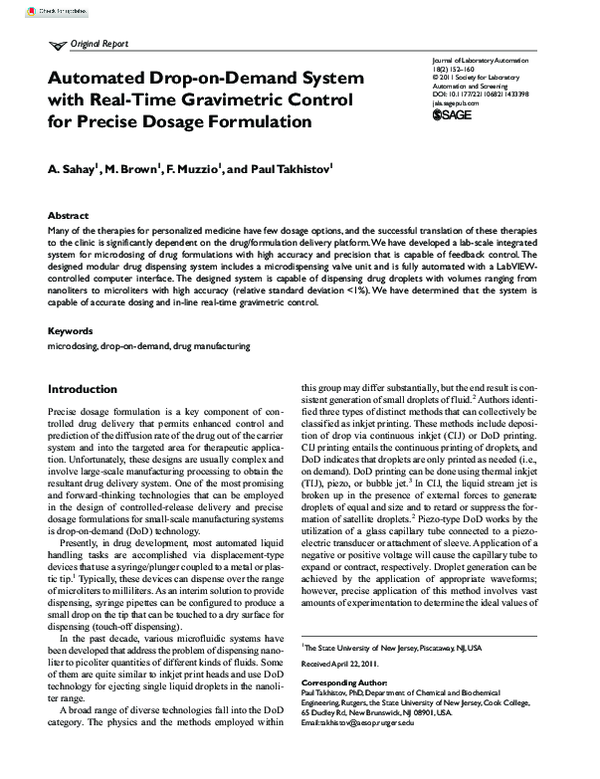 (PDF) Automated Drop-on-Demand System with Real-Time Gravimetric ...