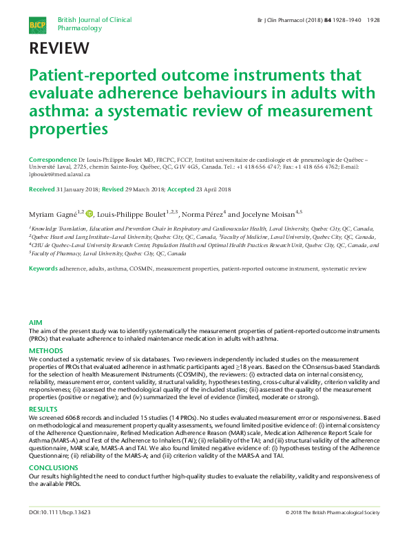 (PDF) Patient-reported outcome instruments that evaluate adherence behaviours in adults with ...