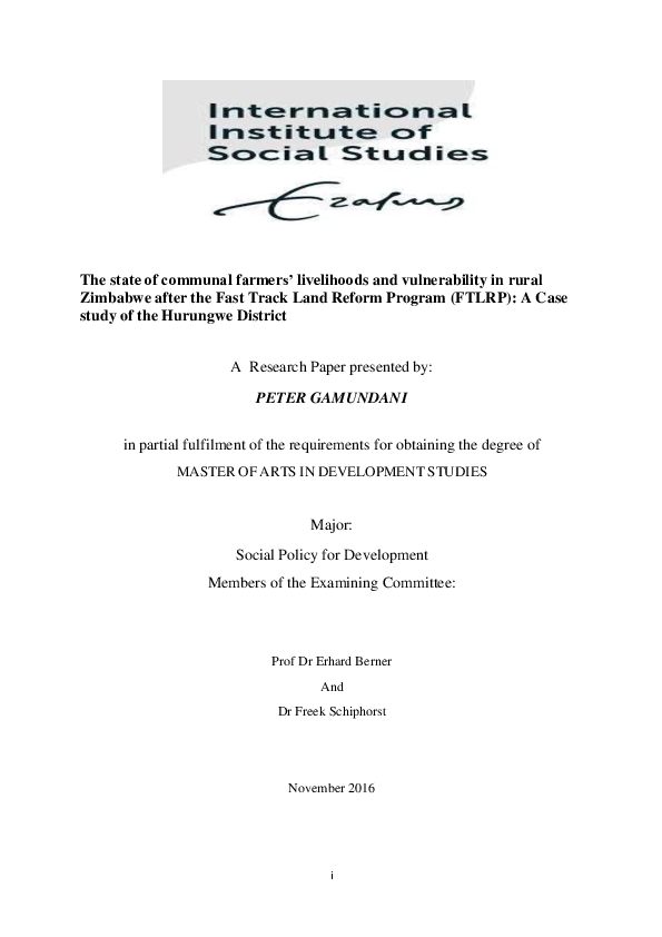 (PDF) The State of Communal Farmers’ Livelihoods and Vulnerability in ...