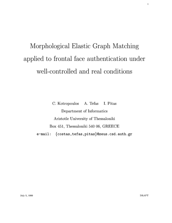 Pdf Morphological Elastic Graph Matching Applied To Frontal Face Authentication Under Well