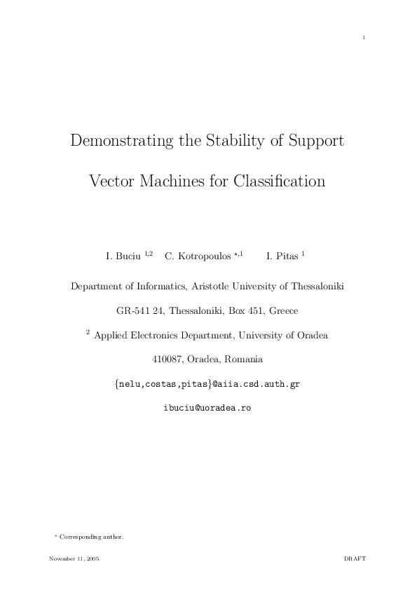 (PDF) Demonstrating the stability of support vector machines for classification
