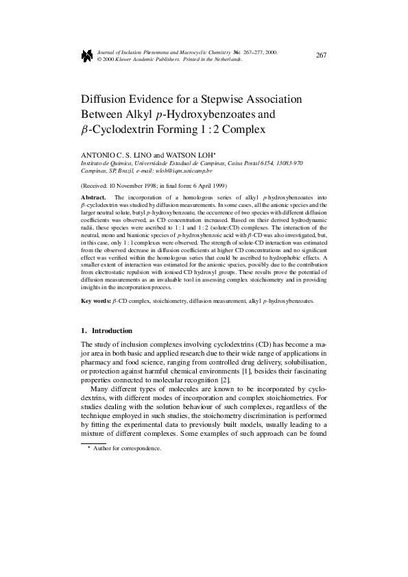 (PDF) Diffusion Evidence for a Stepwise Association Between Alkyl p ...