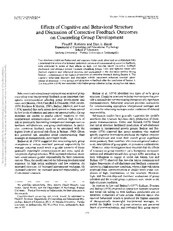 (PDF) Effects of cognitive and behavioral structure and discussion of ...