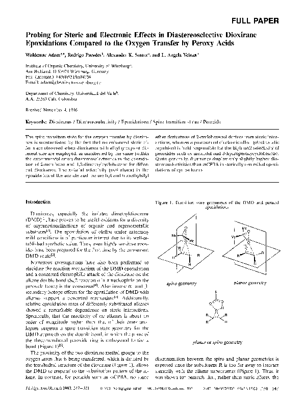 (PDF) Probing for Steric and Electronic Effects in Diastereoselective ...