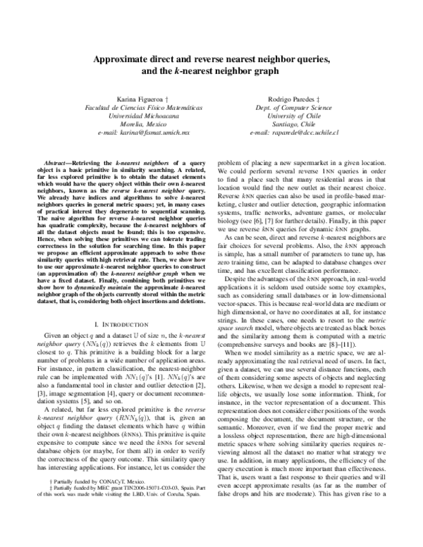 Pdf Approximate Direct And Reverse Nearest Neighbor Queries And The