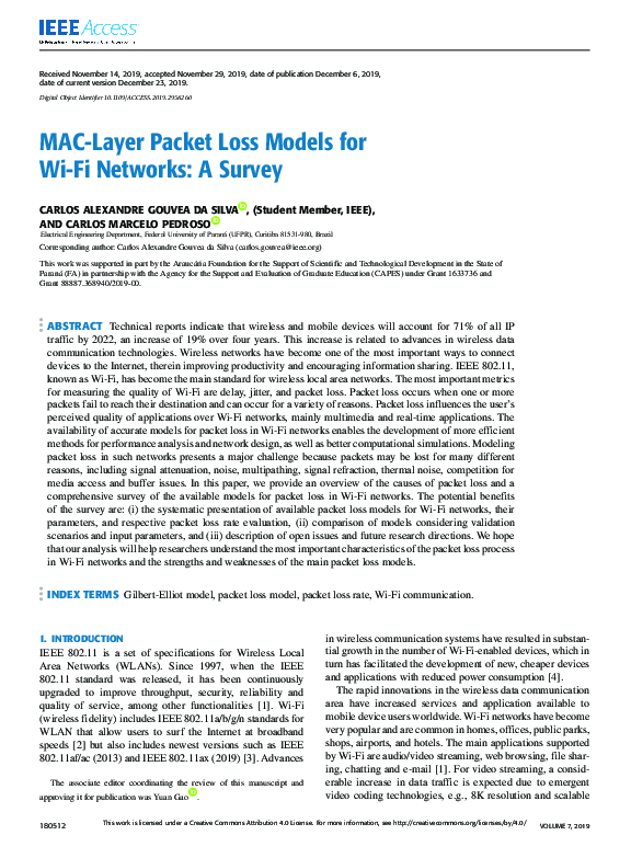 (PDF) MAC-Layer Packet Loss Models for Wi-Fi Networks: A Survey