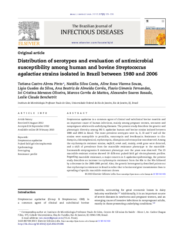 (PDF) Distribution of serotypes and evaluation of antimicrobial ...