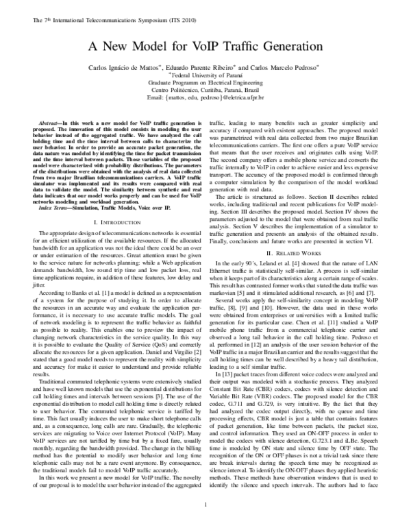 (PDF) A New Model for VoIP Traffic Generation