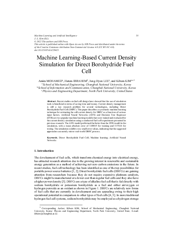 (PDF) Machine Learning-Based Current Density Simulation for Direct Borohydride Fuel Cell