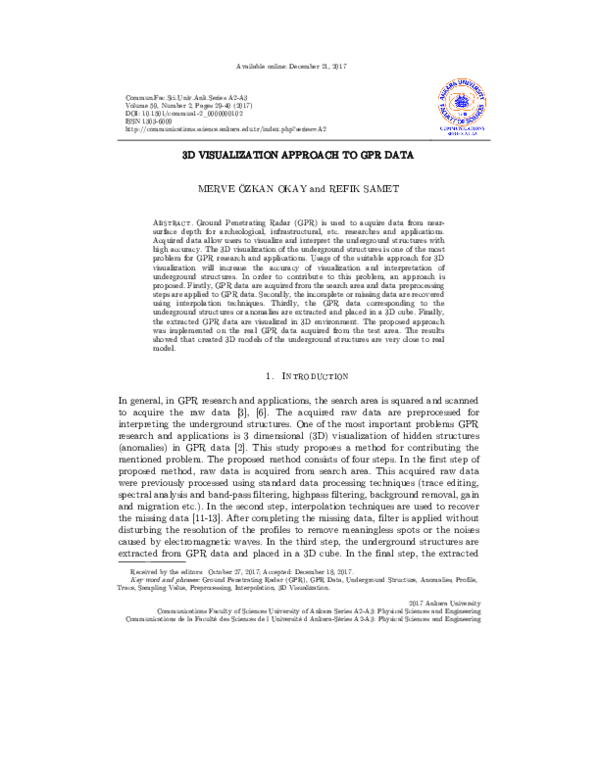 Pdf 3d Visualization Approach To Gpr Data