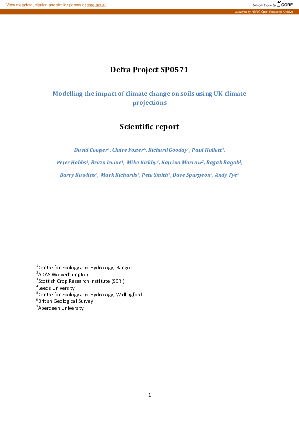 (PDF) Use of ‘UKCIP08 Scenarios’ to determine the potential impact of ...