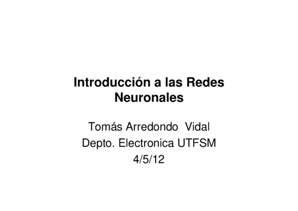 (PDF) Introducción a las Redes Neuronales