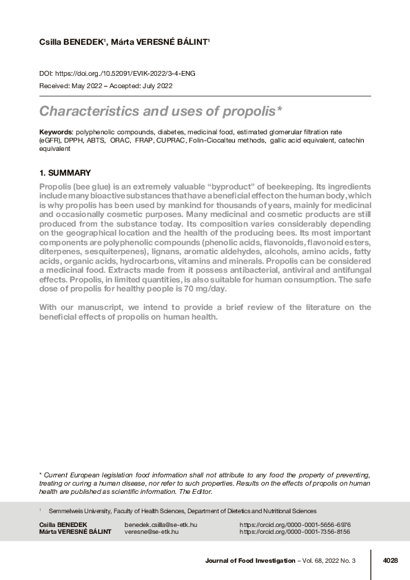 (PDF) Characteristics and uses of propolis