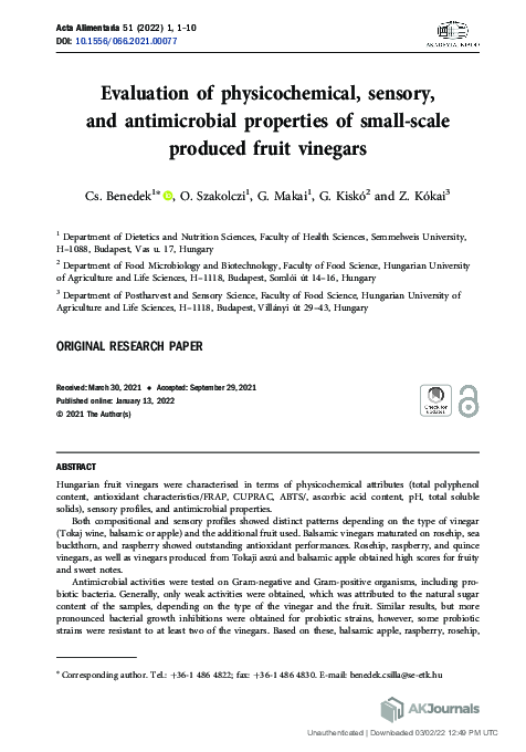 (PDF) Evaluation of physicochemical, sensory, and antimicrobial properties of small-scale ...