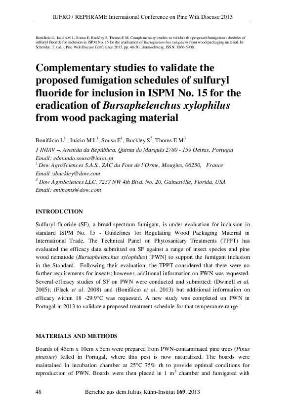 (PDF) Validating Sulfuryl Fluoride Fumigation Schedules