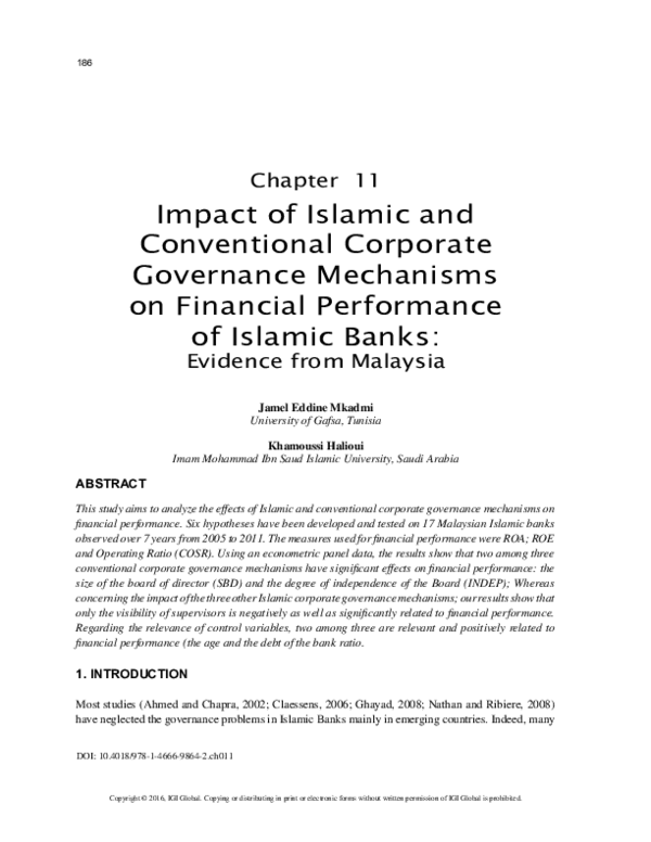(PDF) Impact of Islamic and Conventional Corporate Governance Mechanisms on Financial ...