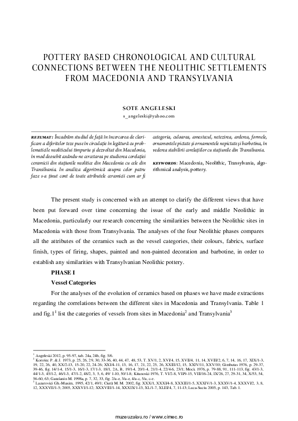 (PDF) Pottery based chronological and cultural connections between the ...