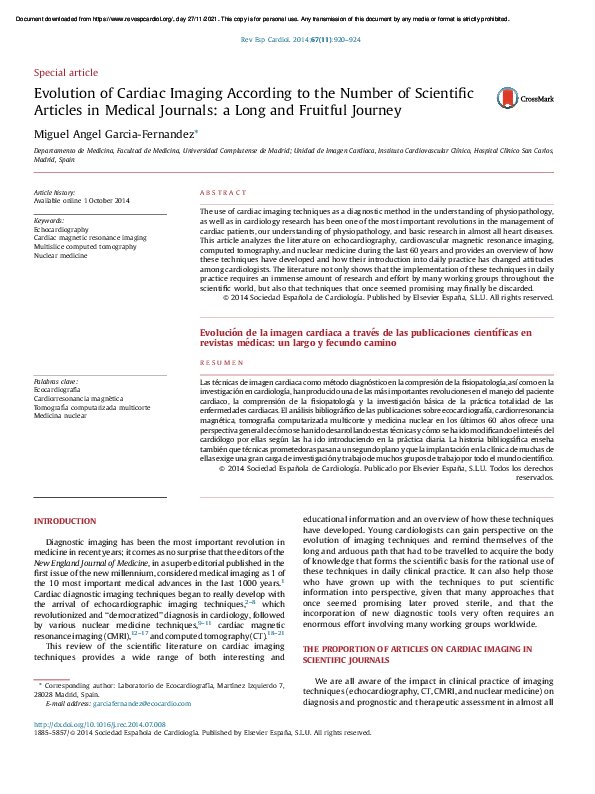 (PDF) Evolution of cardiac imaging according to the number of ...